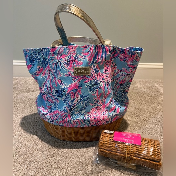 Lilly Pulitzer | Bags | Lilly Pulitzer Wicker Tote Bag And Sunglasses Case | Poshmark